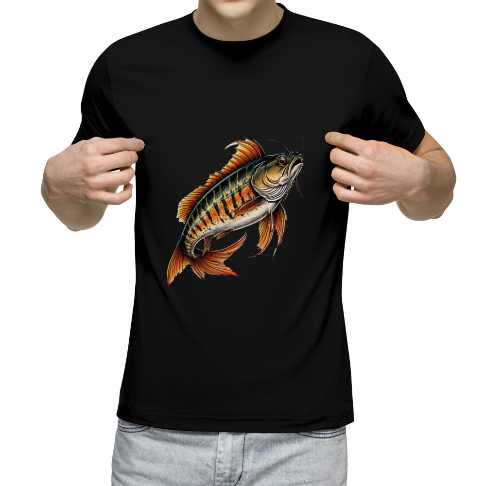 Мужская футболка «Сом» (черный, 3XL)