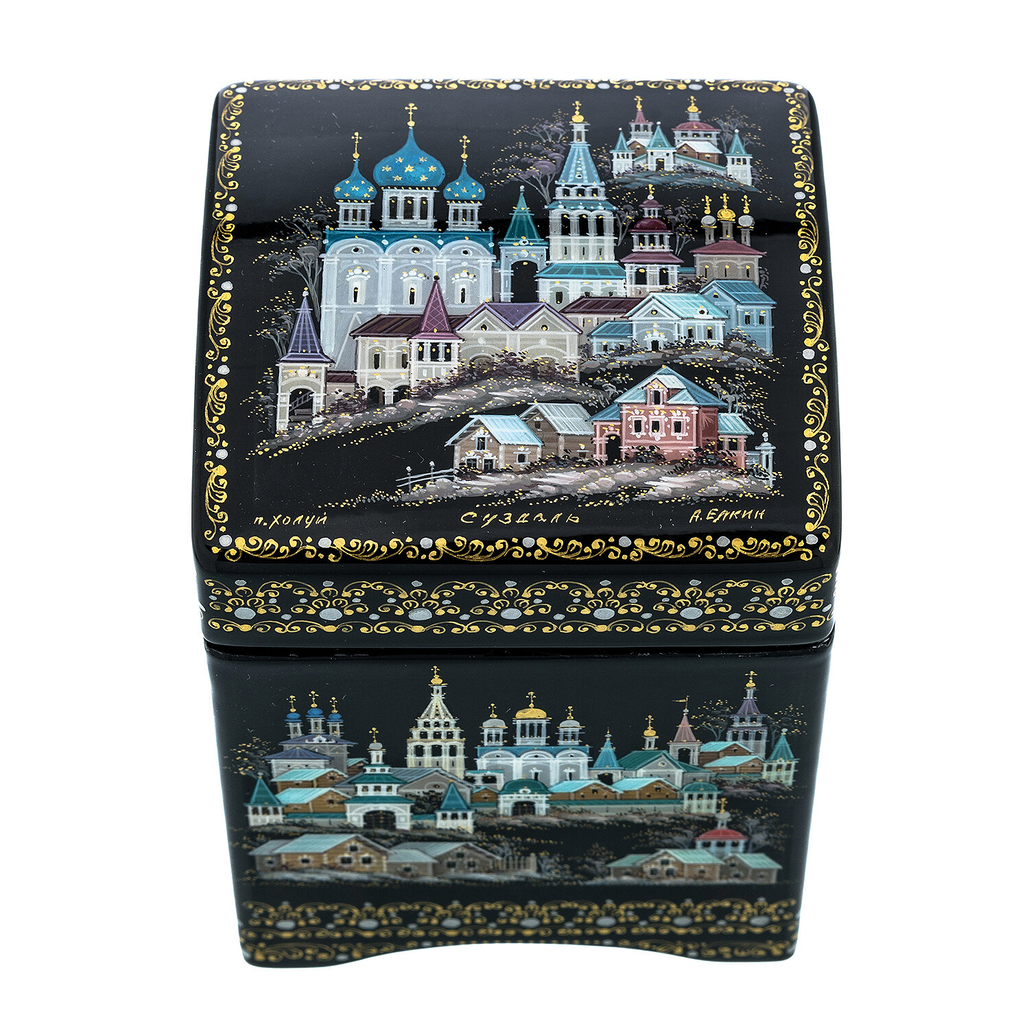 00424001 Лаковая миниатюра Шк. "Суздаль" ларец 8*8*10см (989-1)