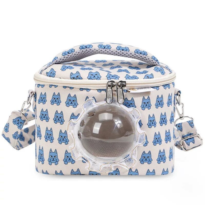 Синий маленький чехол для перелета попугая Баджеригар - толстый флис, зимняя внешняя клетка