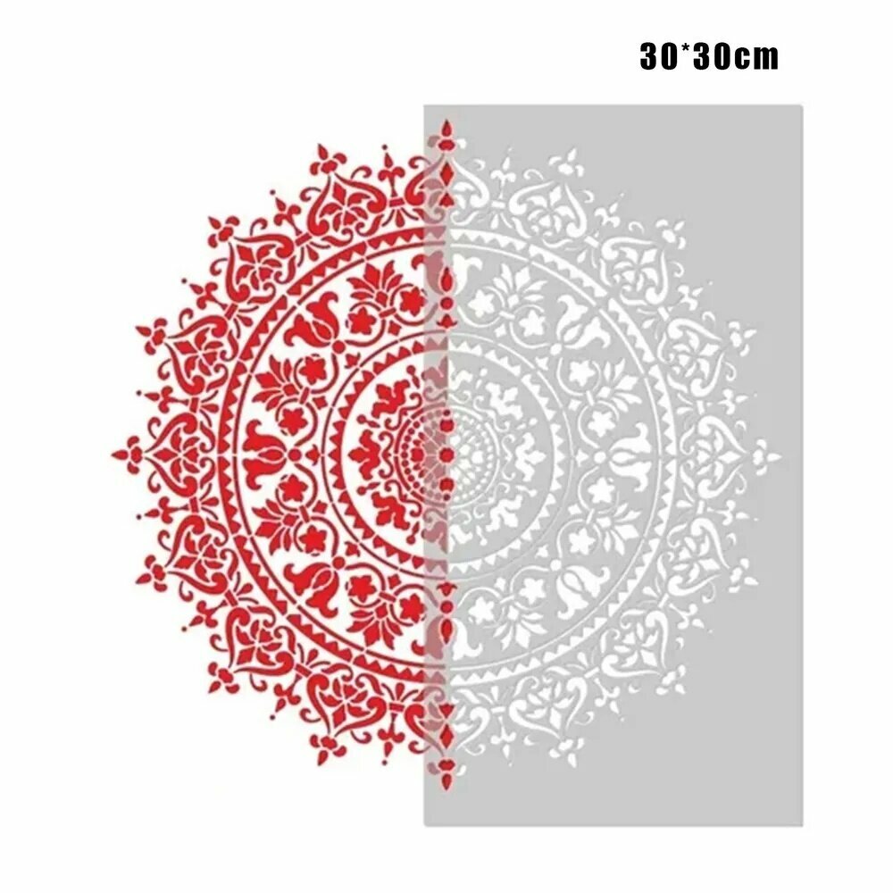 Трафарет для рисования мандалы, 30x30 см Трафарет для рисования мандалы: создайте свой уникальный дизайн Трафарет