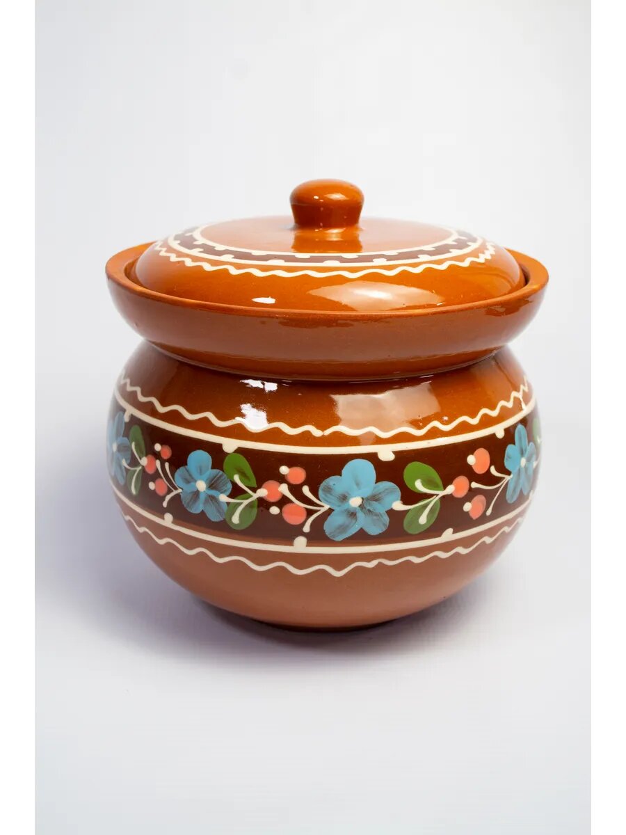 Супница "Ирина" 2,5 л, красная глина, ручная роспись