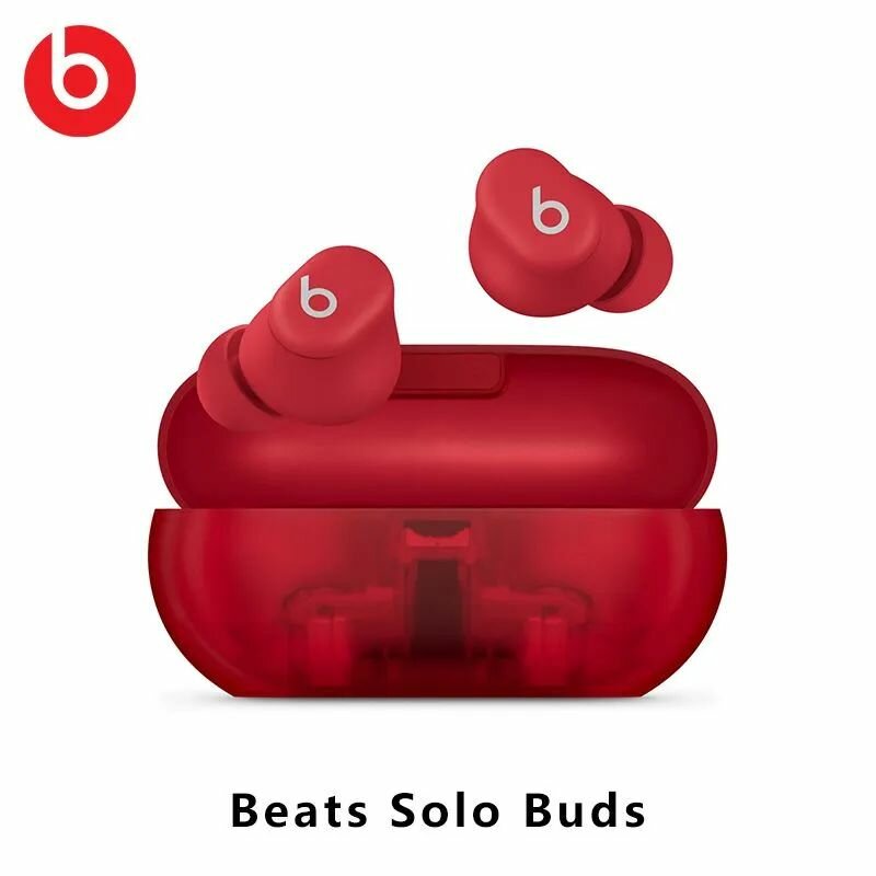 Beats Наушники беспроводные с микрофоном, Bluetooth, USB Type-C, прозрачный, красный