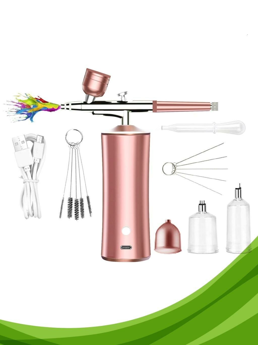 Аккумуляторный аэрограф с компрессором, Розовый