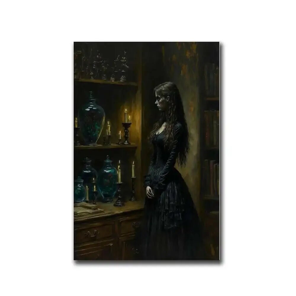 Готическая ведьма, печать на холсте 40x50см, черный, Picture 5