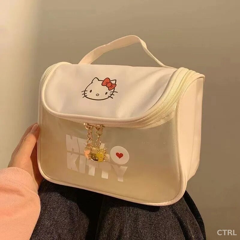 Косметичка на молнии Kawaii Hello Kitty, вместительная водонепроницаемая портативная косметичка