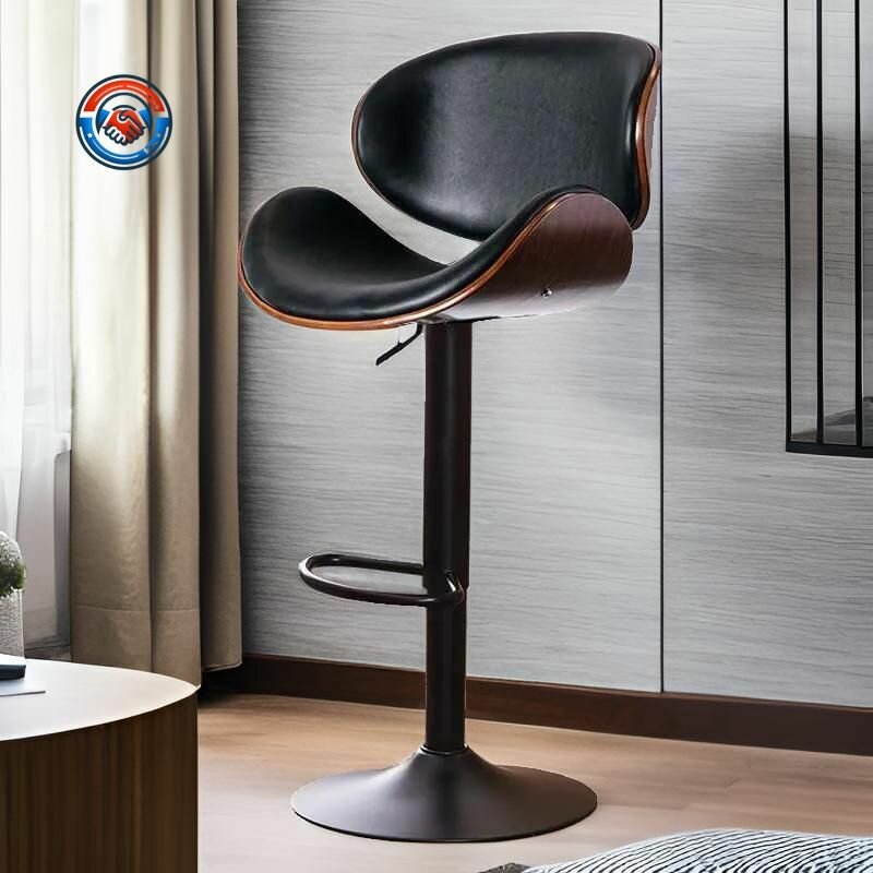 Поворотный барный стул из воловьей кожи, регулировка высоты 60-80 см и поворот 360, прочный металлический каркас и удобная пенопластовая подушка для кухни, бара и острова