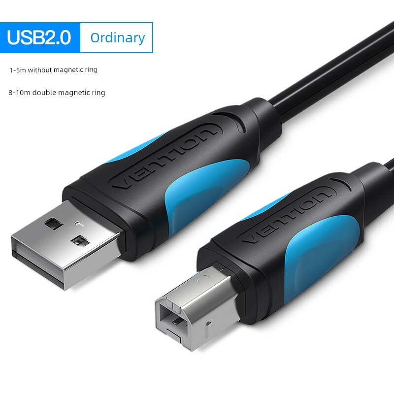 1м USB 2.0 Кабель для принтера для надежной печати, стандартный интерфейс USB 2.0, легко использовать, 80-120 символов