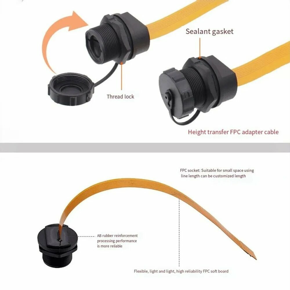 E13 Резьбовой IP67 Водонепроницаемый Разъем SIM-Карты Гибкий Удлинительный Кабель