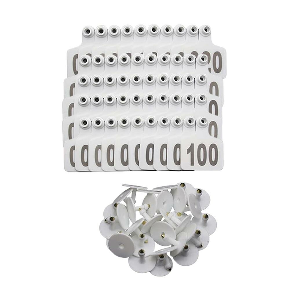 100 шт. ушных бирок для крупного рогатого скота, номера 001-100, пластиковые ушные бирки для идентификации крупного рогатого скота, овец, коз, свиней и сельскохозяйственных животных.