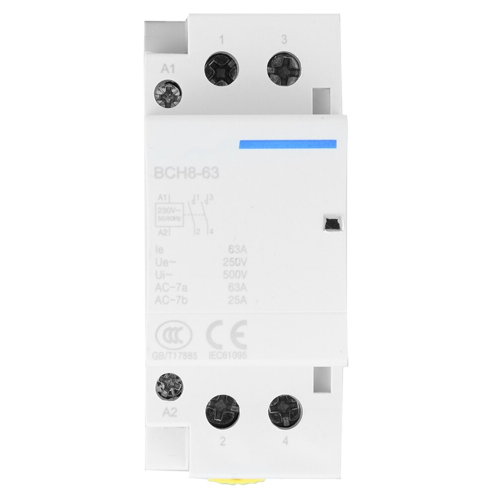 2P 63A Household AC Contactor DIN Rail Mount 2NO (220V/230V)