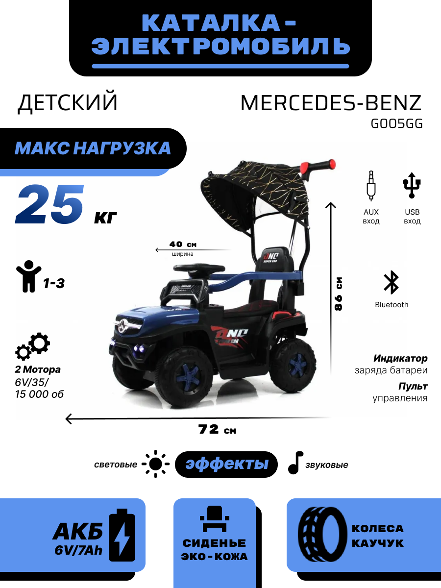 Детский электромобиль G005GG синий
