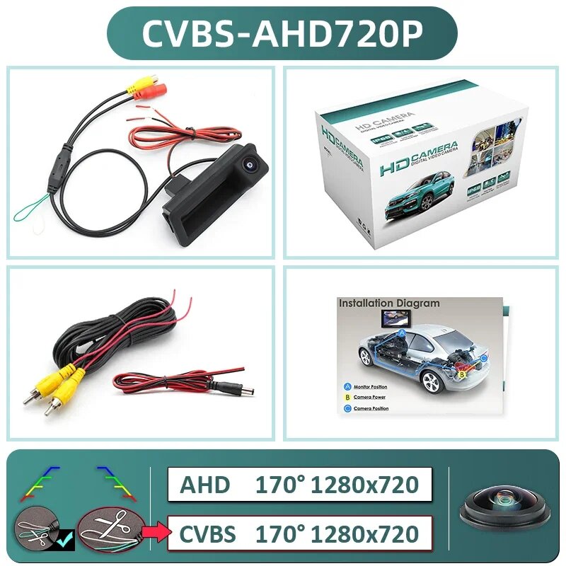 Автомобильная камера заднего вида 1080P AHD для Ford Focus 2 Mondeo MK2 MK4 S-Max AHD720P-CVBS720P