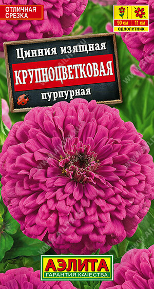 Семена аэлита "Крупноцветковая цинния пурпурная", однолетние, срезочные цветы, 0,3 г