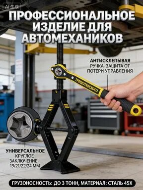 Ключ трещотка для домкрата ромбического с переходником