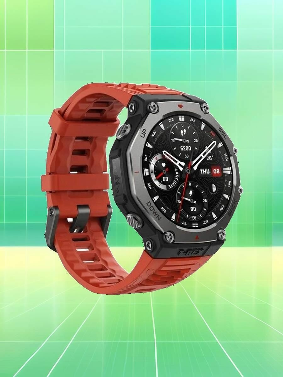 Смарт-часы Amazfit T-Rex 3 корпус - черный, ремешок - оранжевый, 1.5", AMOLED, 480x480, IP68