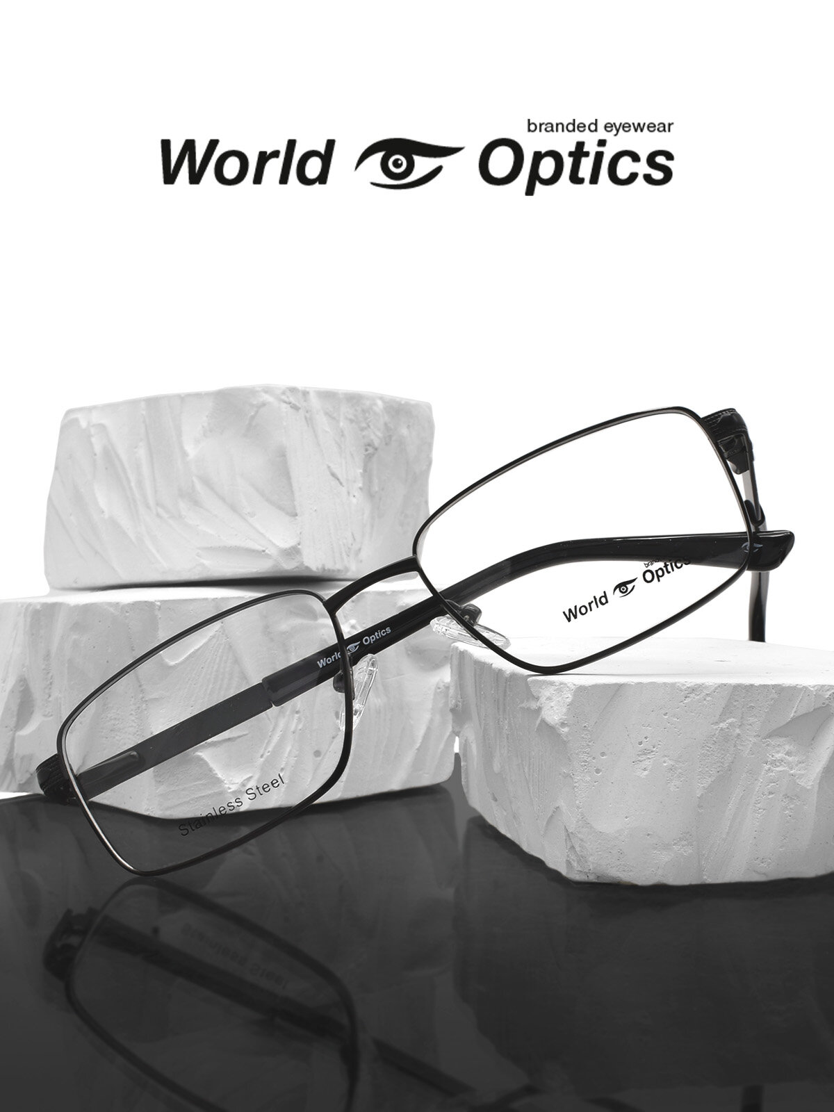 Оправа для очков World Optics 3277 01 пол Мужской форма оправы Прямоугольная цвет оправы Чёрный