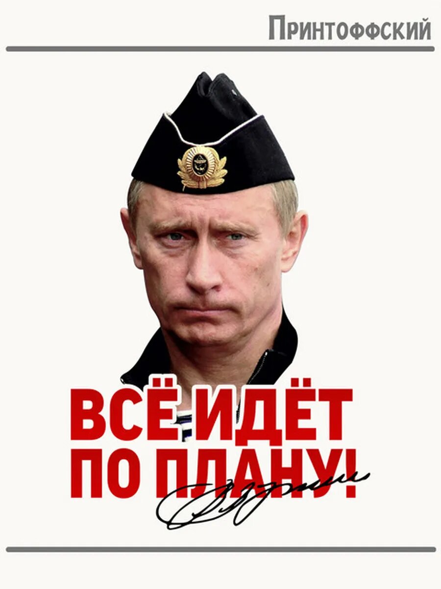 Термонаклейка для одежды и аксессуаров DTF-печать всё идет по плану! путин лицо