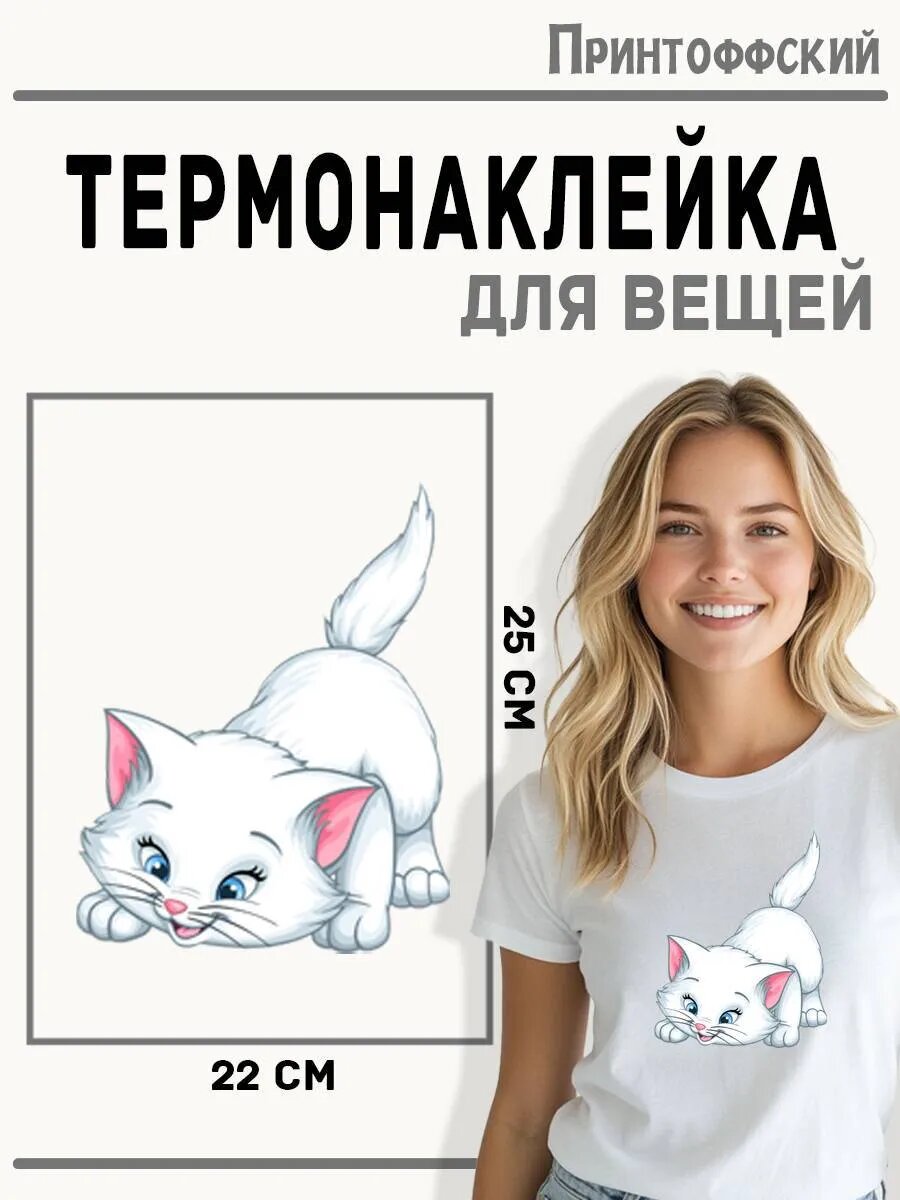 Термонаклейка для одежды и аксессуаров DTF-печать кошка — фото 1
