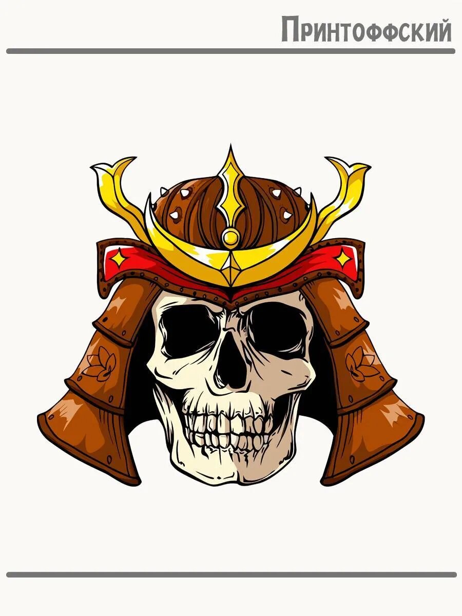 Термонаклейка c принтом старый самурай скелет