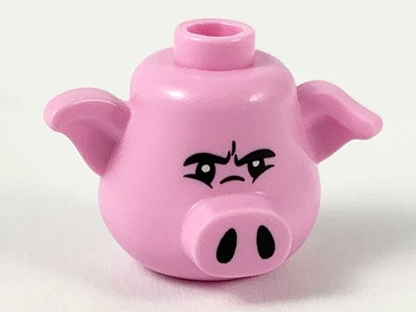 Деталь Lego 67887pb01 Minifigure, Head, Modified Pig, Stud on Top with Black Eyes and Nostrils Pattern