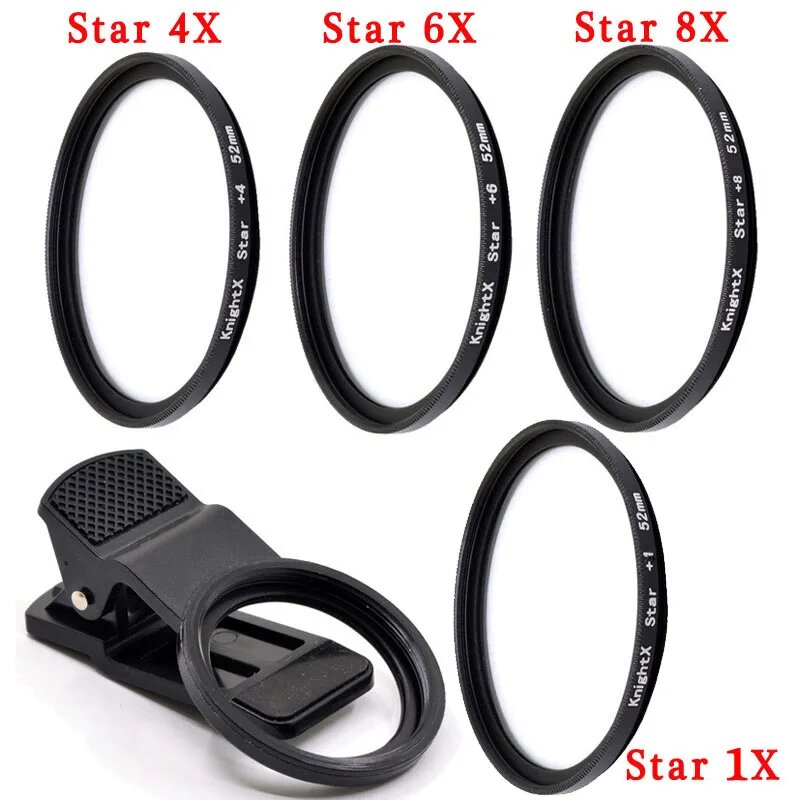 KnightX набор звездных фильтров 49mm 1X, 4X, 6X, 8X