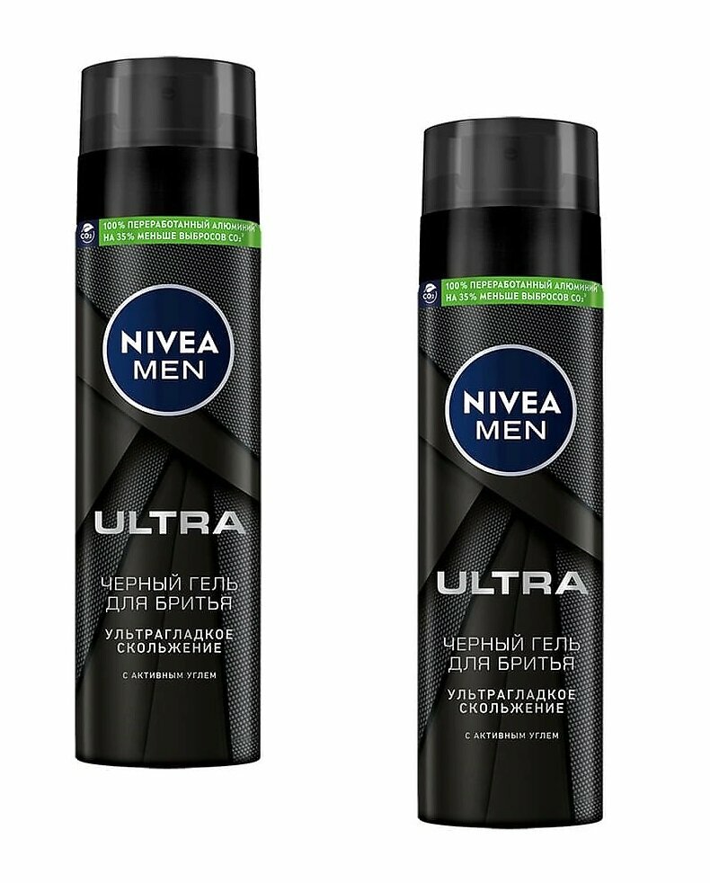 Черный гель Nivea Men для бритья ultra ,200мл 2шт