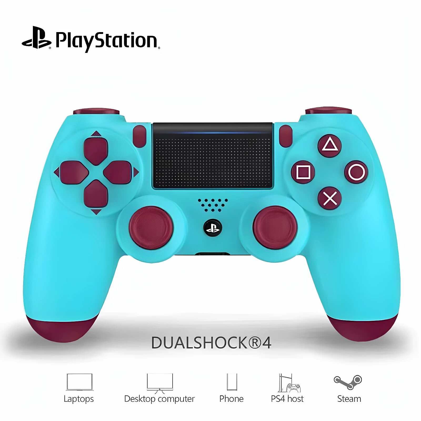 Беспроводной Bluetooth-контроллер PS4 для Android, смартфона, ПК и Steam — Малиново-синий