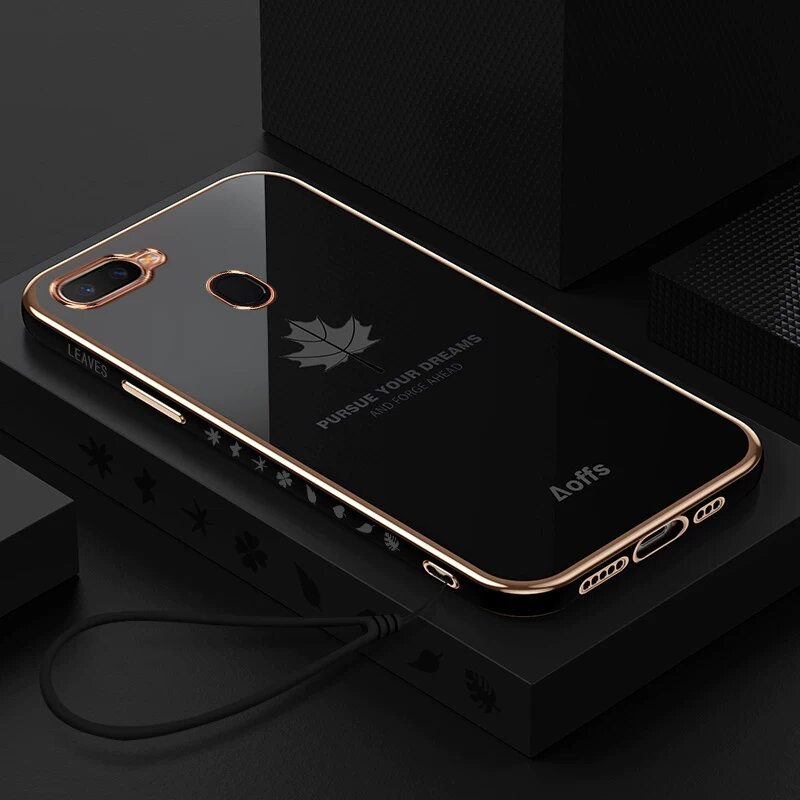 Силиконовый чехол для OPPO A7n в черном цвете с узором кленового листа, защитная задняя панель для мобильного телефона