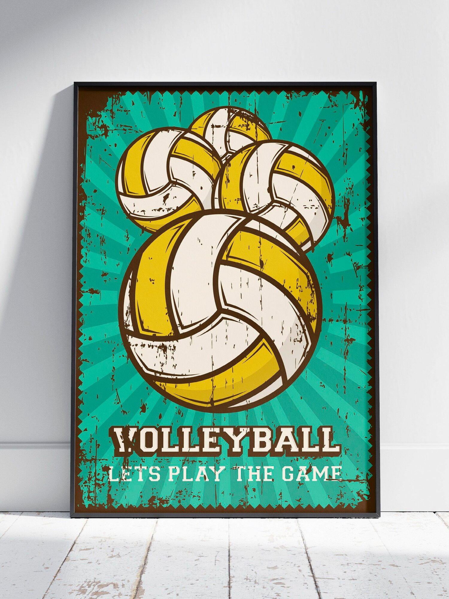 Плакат на стену для интерьера Спорт (Волейбол - Volleyball 4) - Постер по спорту и физической активности формата A4 (21x30 см)