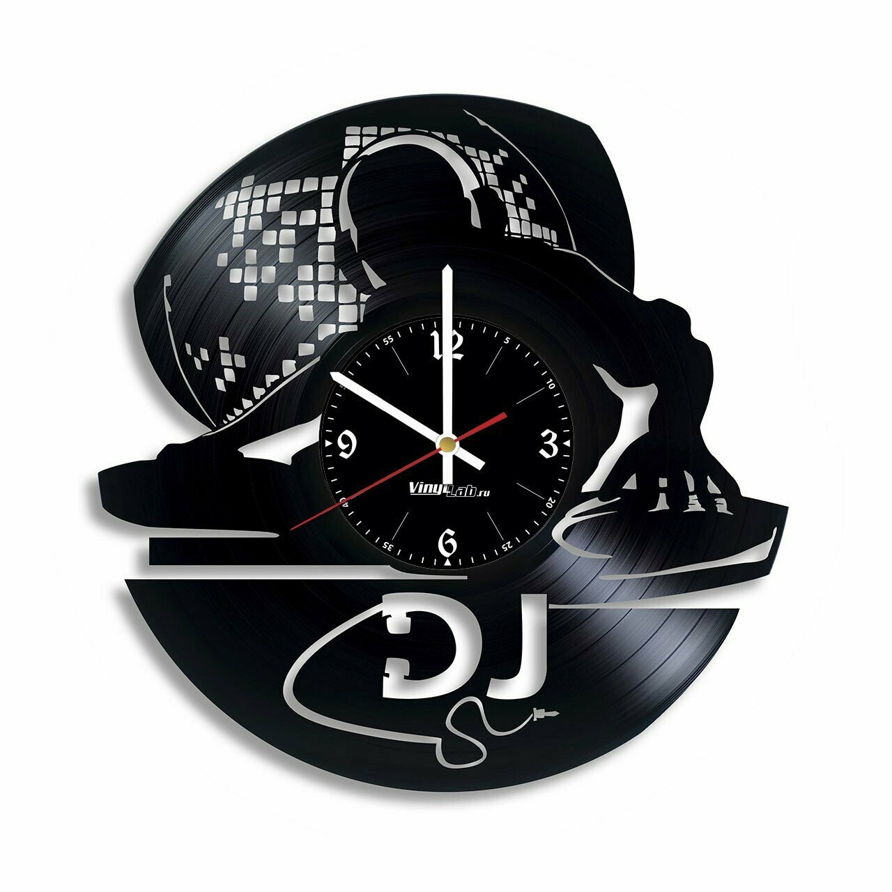 Часы из виниловой пластинки (c) VinylLab DJ, диаметр 30 см, оригинал