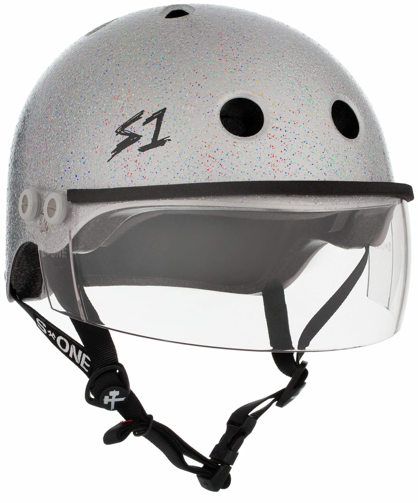 DECATHLON шлем защитный S-One Lifer Visor Silver Glitter, серый/серебристый, размер M