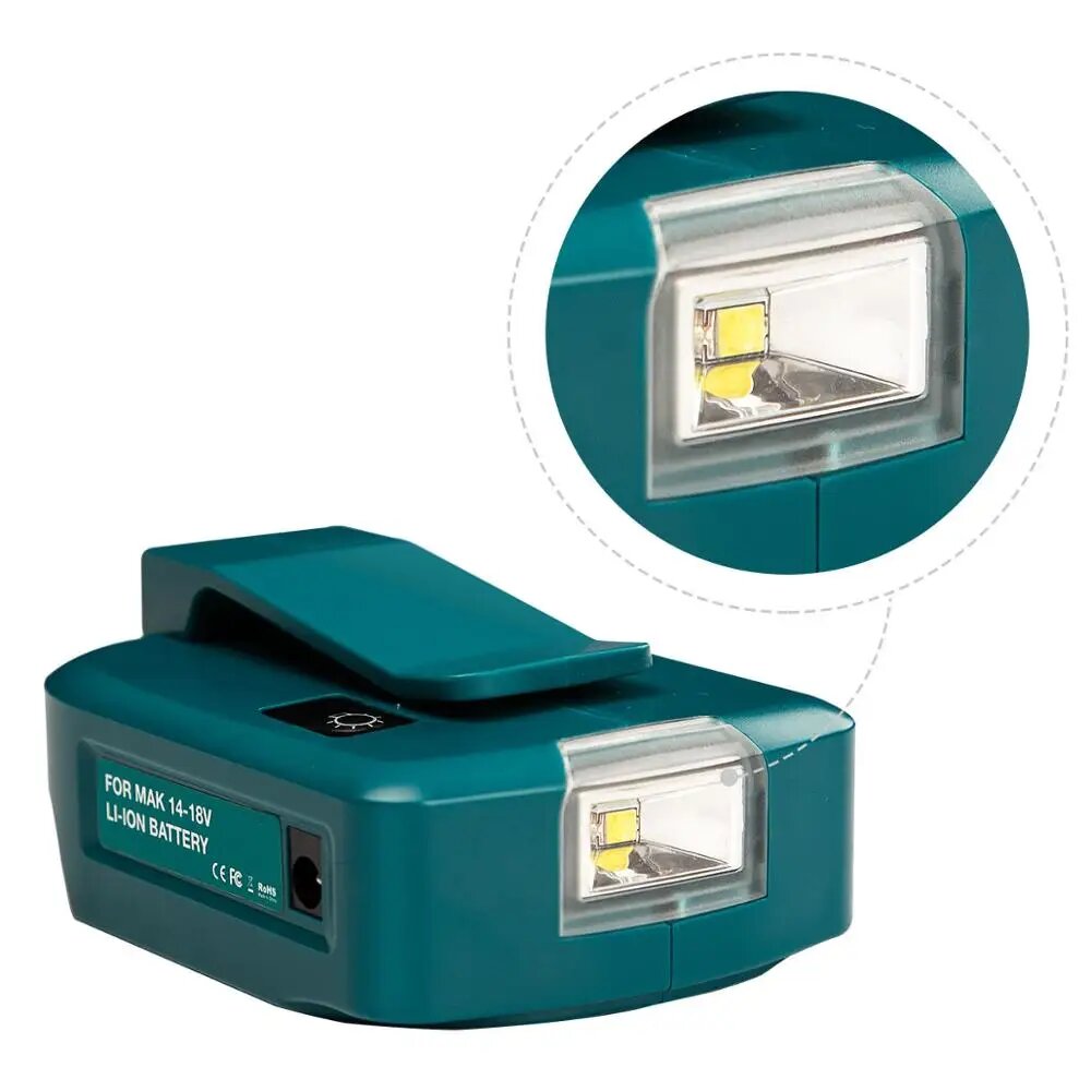 USB-адаптер Dawupine с лампой для аккумуляторов Makita 14,4В/18В