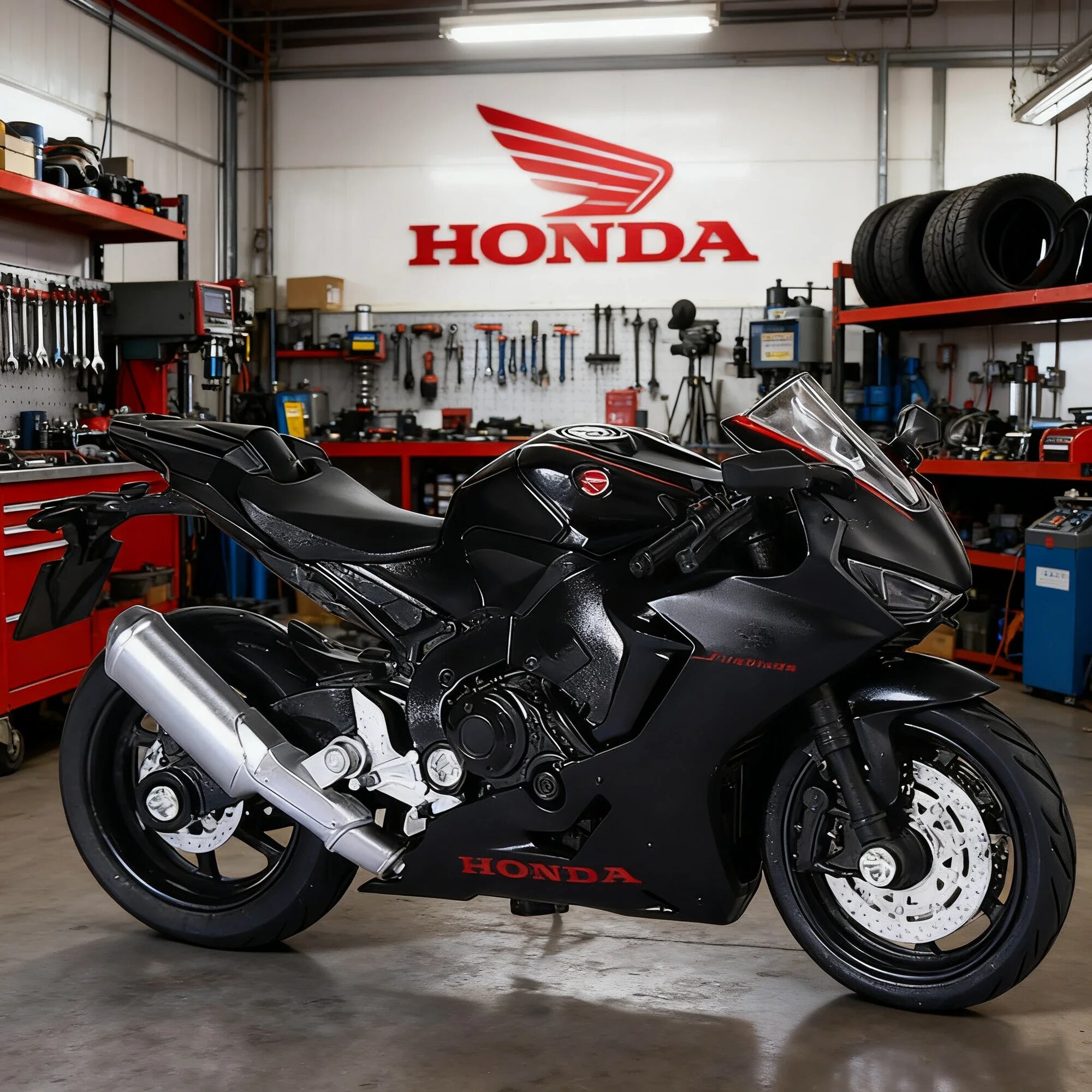 Мотоцикл Honda CBR1000 черный Welly 1:18