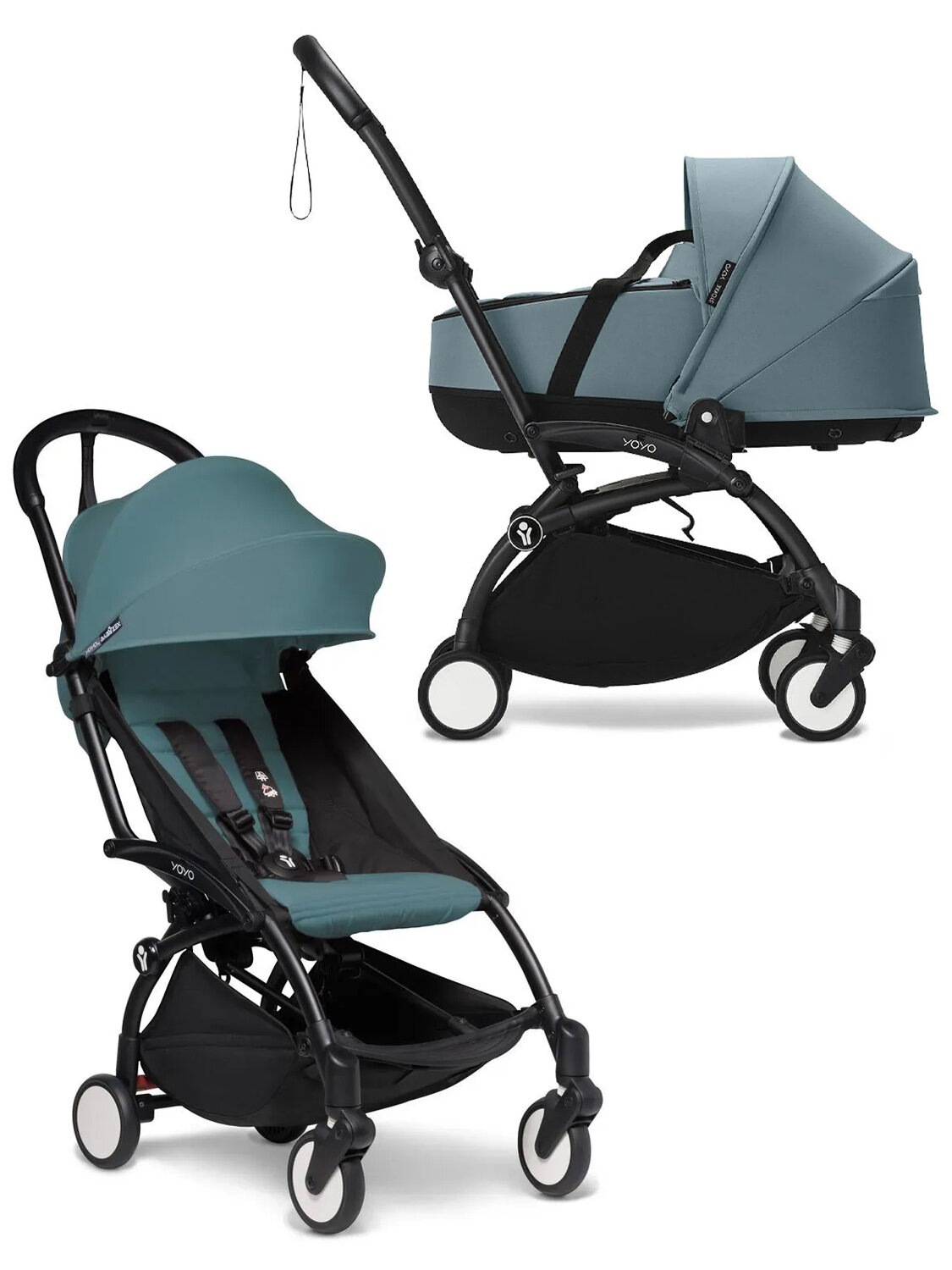 Коляска 2 в 1 Babyzen/Stokke YOYO2 жесткая люлька (shell), серо-голубой (aqua), рама черная