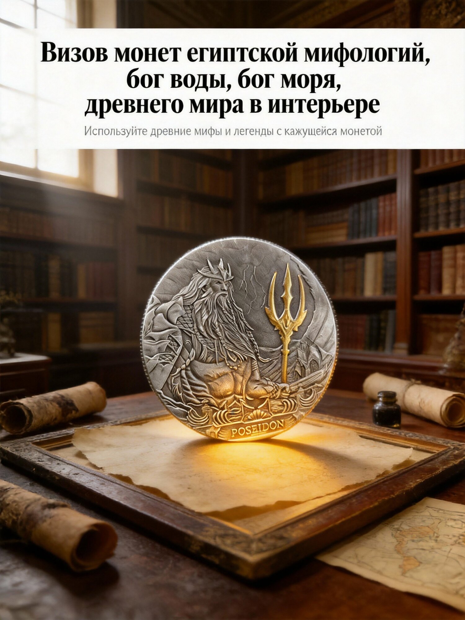 Металлические монеты с мотивами египетской мифологии и фэйри, изображения Посейдона, бога солнца Японии и Шивы, европейский народный стиль, из Китая 2000