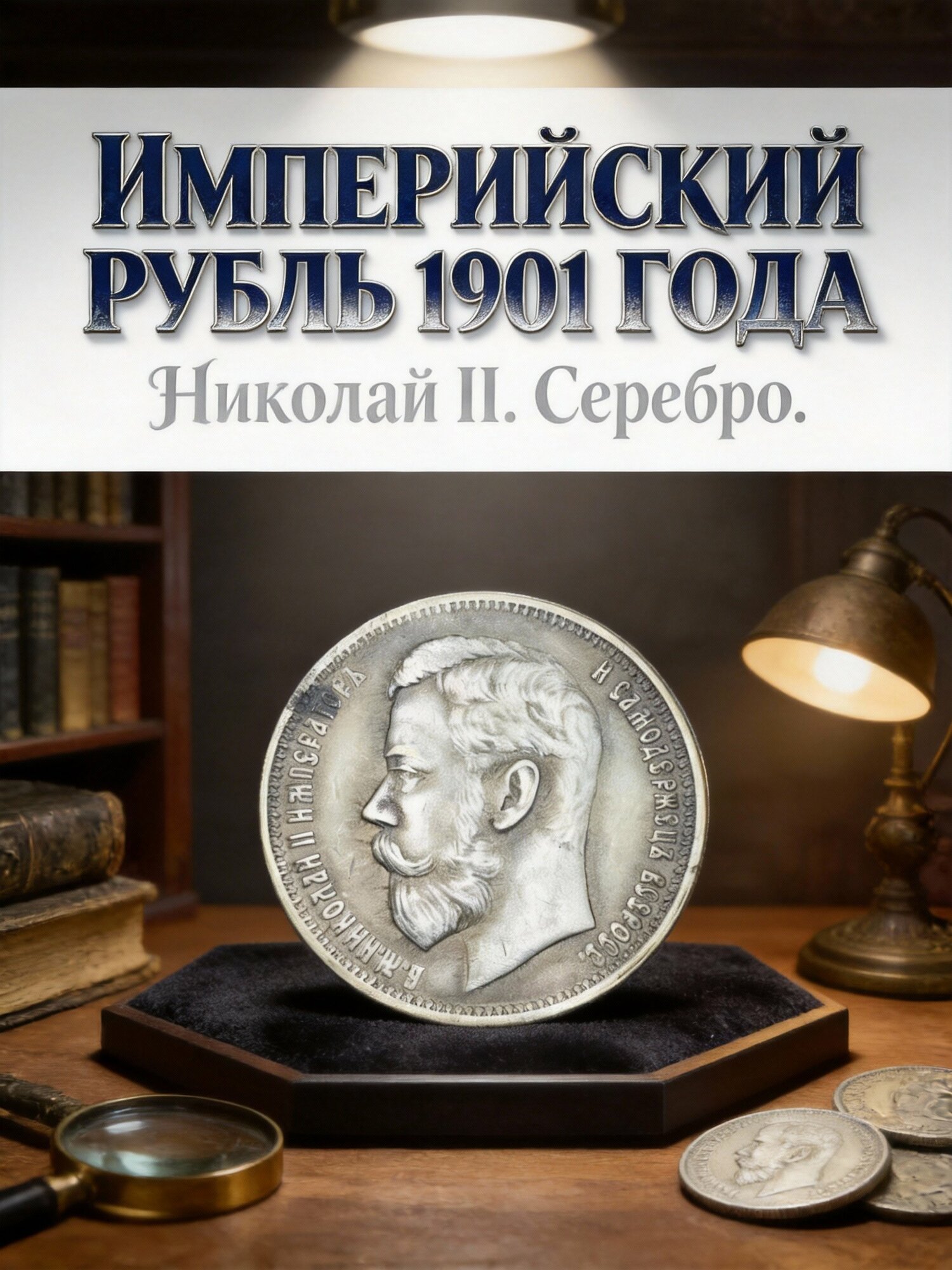 Монета Российской Империи 1 рубль 1901 года, Николай II серебряная для коллекции и инвестиций, гурт АГ