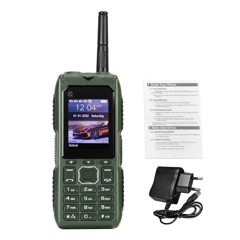Мобильный телефон, зеленый, с двумя SIM-слотами, FM-радио, фонарик, Bluetooth, камера 0.3 Мп
