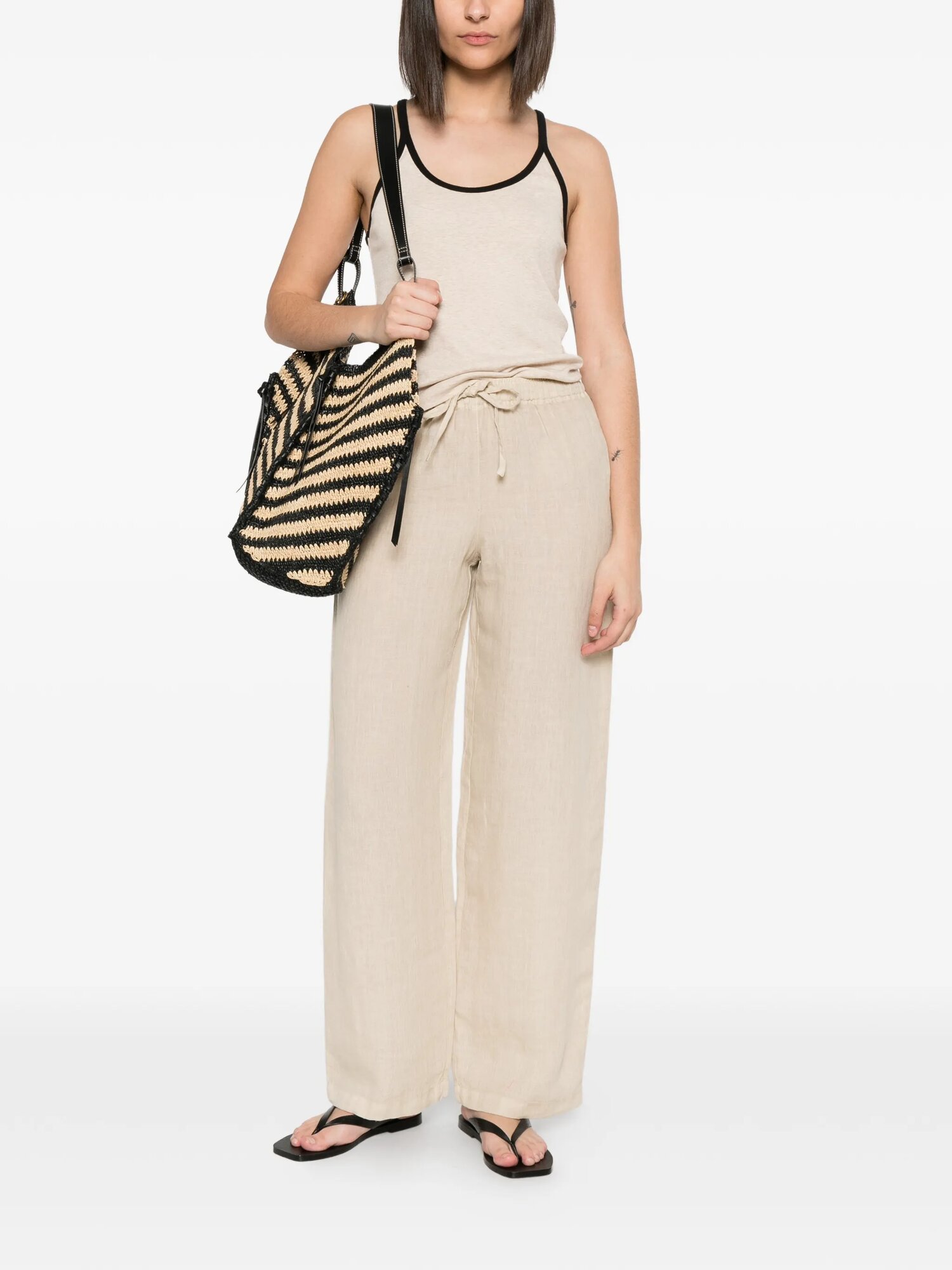 Брюки 120% LINO Drawstring-fastening trousers, размер 44, разноцветный — фото 1