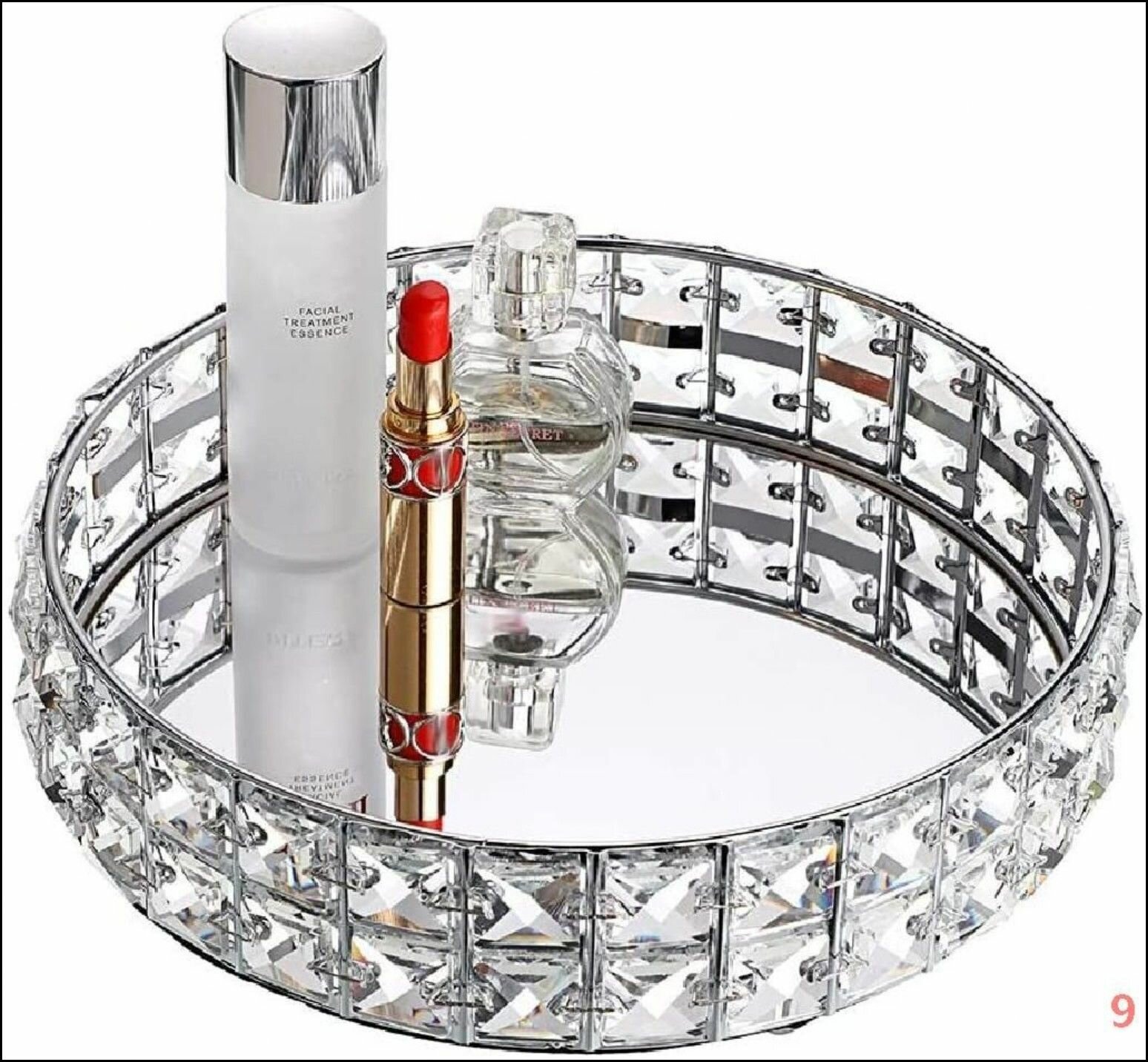 Эксклюзивный круглый поднос Kassatex Crystal Silver для аксессуаров
