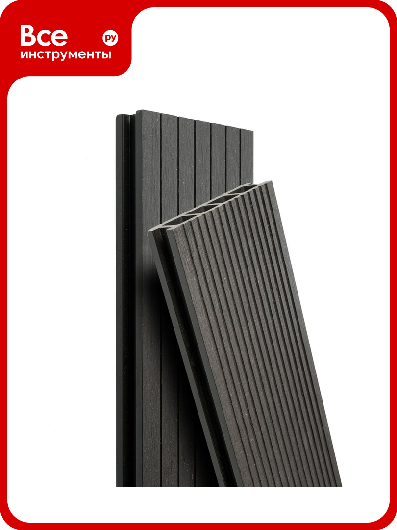 Террасная доска Экодекинг Базик 3D, 3 м, цвет Графит. 4687207415507