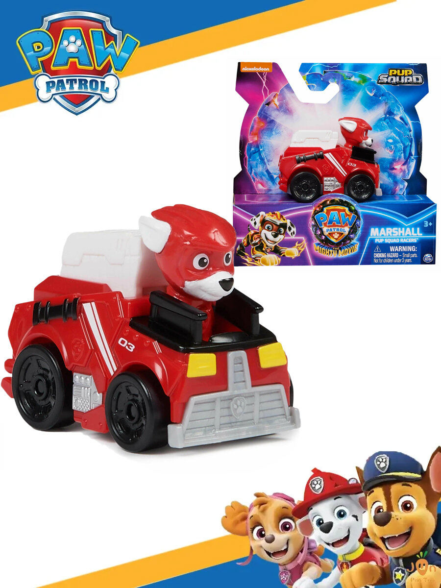 Nickelodeon Paw Patrol The Mighty Movie Pup Squad Racers Marshall /Детские гоночные игрушки, Щенячий патруль