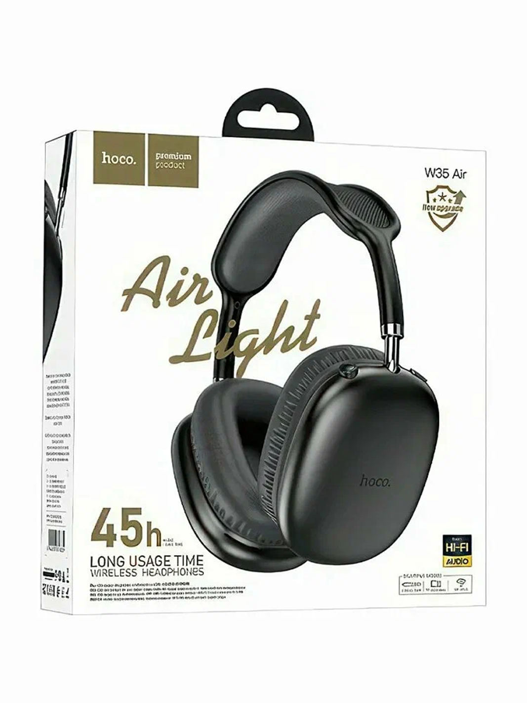 Hoco Наушники беспроводные с микрофоном, Bluetooth, 3.5 мм, W35 AIR. 45h