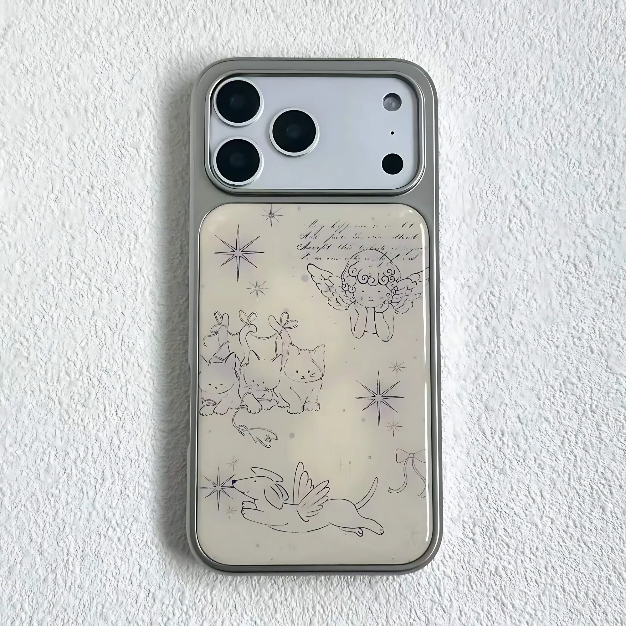 Милый чехол для телефона с ангельской кошкой для iPhone 17, 16e, 16, 15, 14, 13, 12 iPhone 17 ProMax