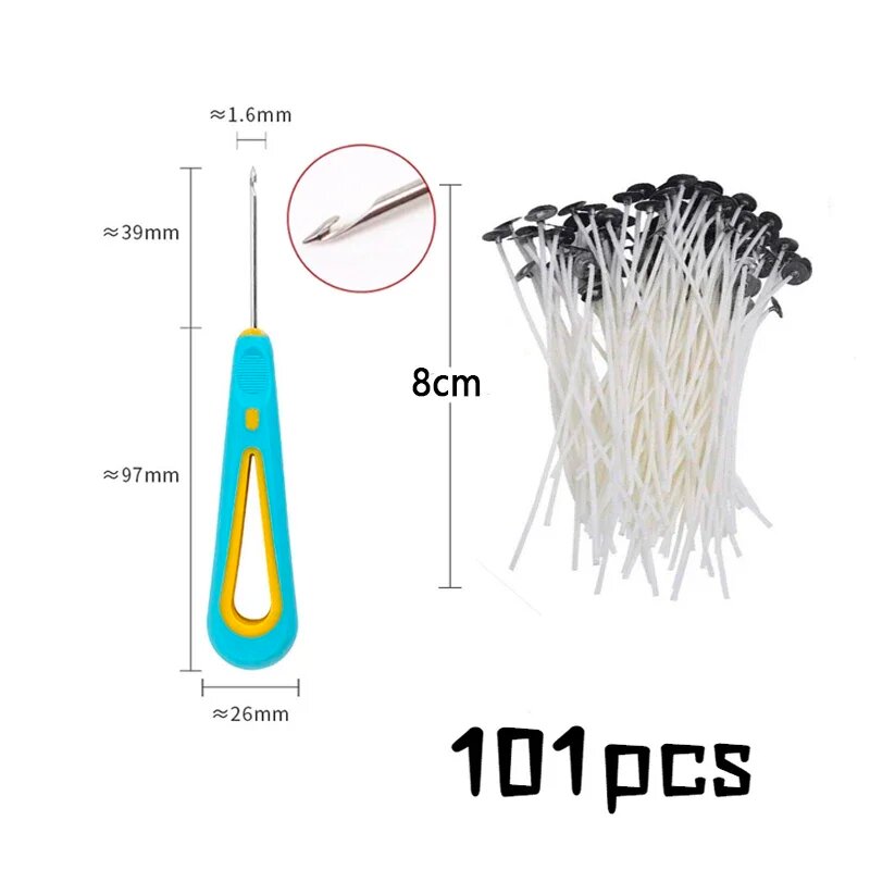 Фитили для свечей с иголкой, 101 шт, 8cm