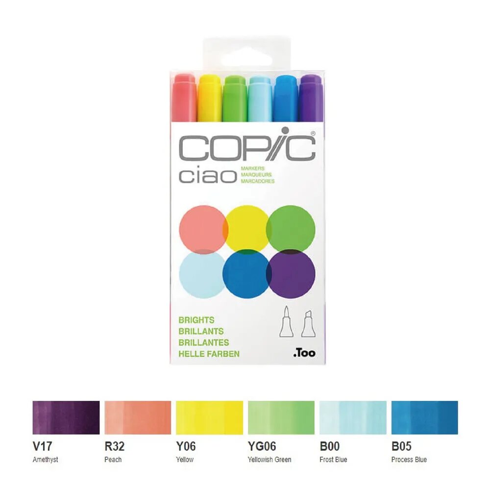 Copic Маркер Спиртовой, 6 шт. для скетчинга, для флипчарта