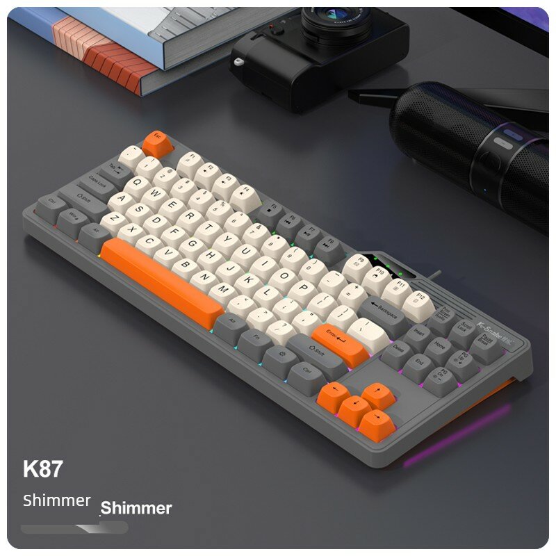 Viper K87 механическая игровая клавиатура одиночная 87 клавиш, проводная для ПК и ноутбука, с подсветкой, цвет МикроСвет