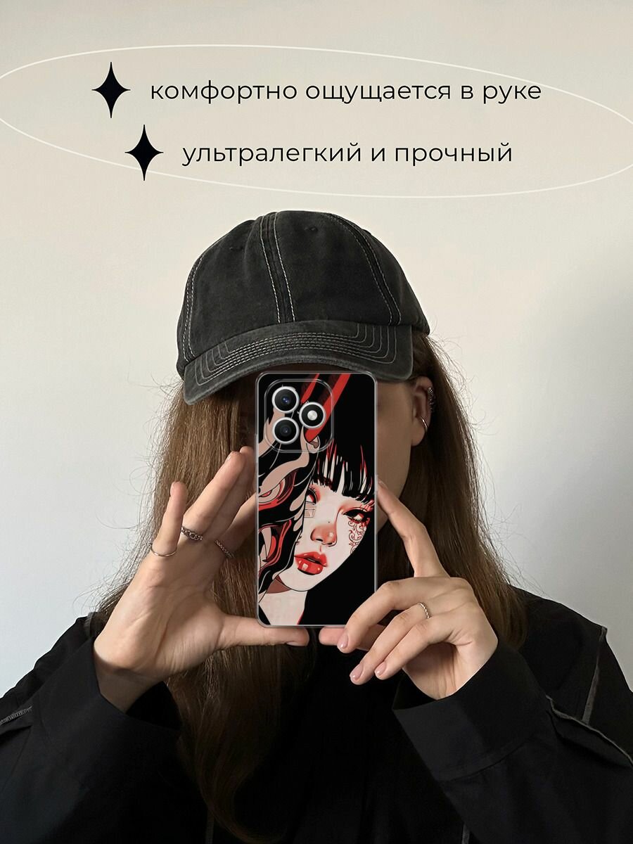 Силиконовый чехол на Honor X8d / Хонор X8d с принтом Девушка за маской — фото 1