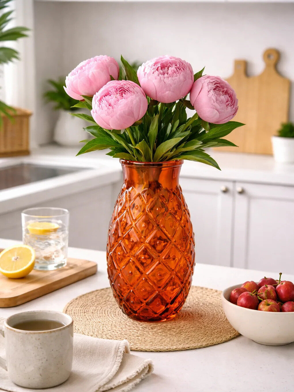 Ваза ANANAS San Miguel, 700 мл, стеклянная, Цвет: оранжево-красный