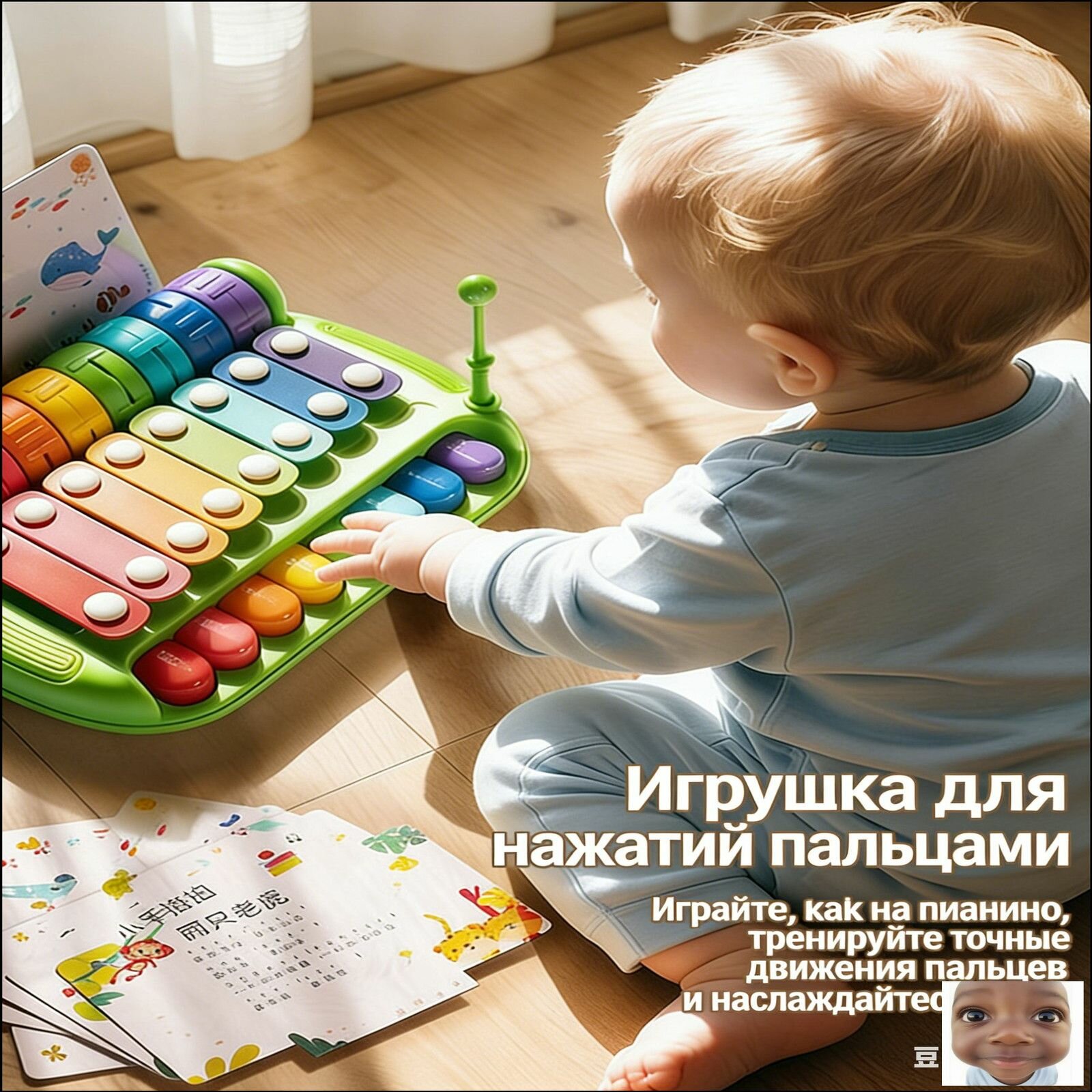 Игрушка для малышей Ксилофон + Пианино 2 в 1