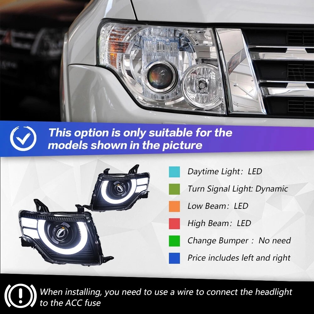 Фары для автомобиля Pajero V97 2006-2021 V93 Montero V87 V95 Фары дневного света Hella 12V Led биксеноновые лампы Автомобильный аксессуар Фара